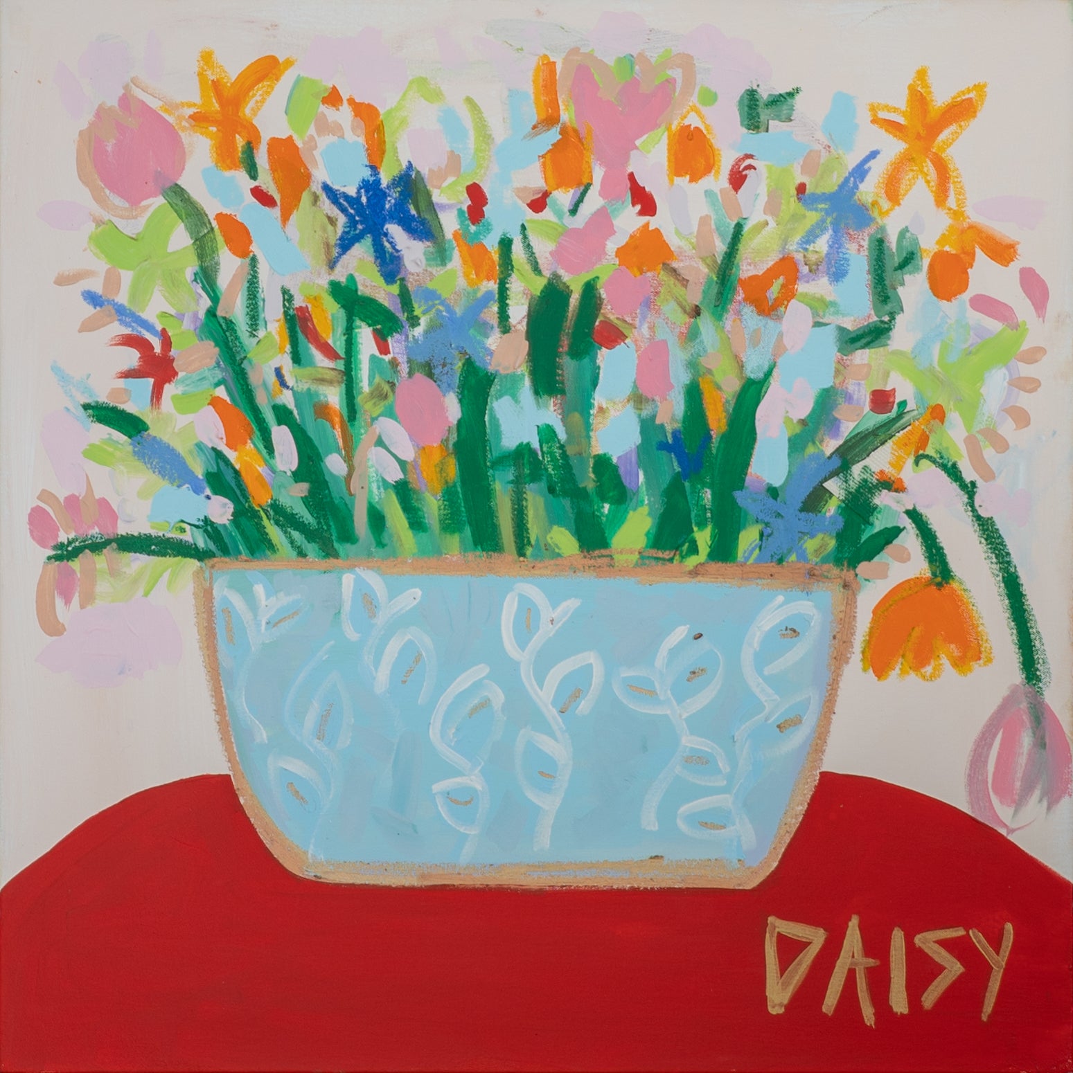 24x24 "Bowl Full Of Flowers I" Original Abstract Painting | Megan Daisy ...